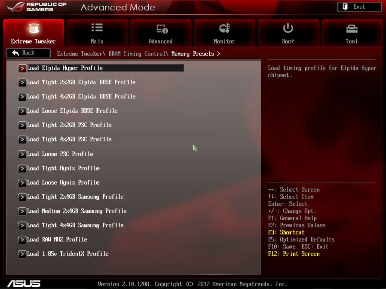 ASUS Memory Presets - SkatterBencher